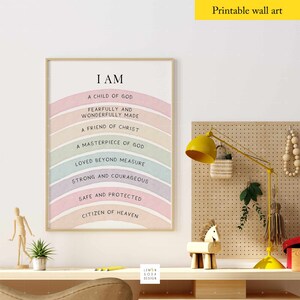 Christian Kids Pastel Rainbow Affirmation Print (digital Download) - Etsy