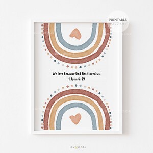 Boho Set of 4 Kids Bible Verse Prints, Love of God, PRINTABLE Wall Art ...
