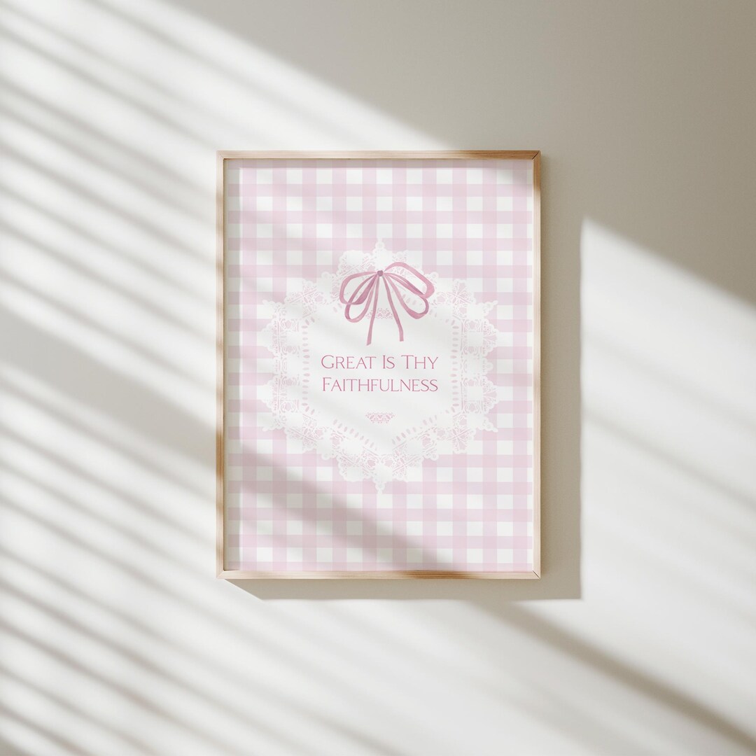 Great is Thy Faithfulness Hymn Wall Art, Digital Pink Coquette ...