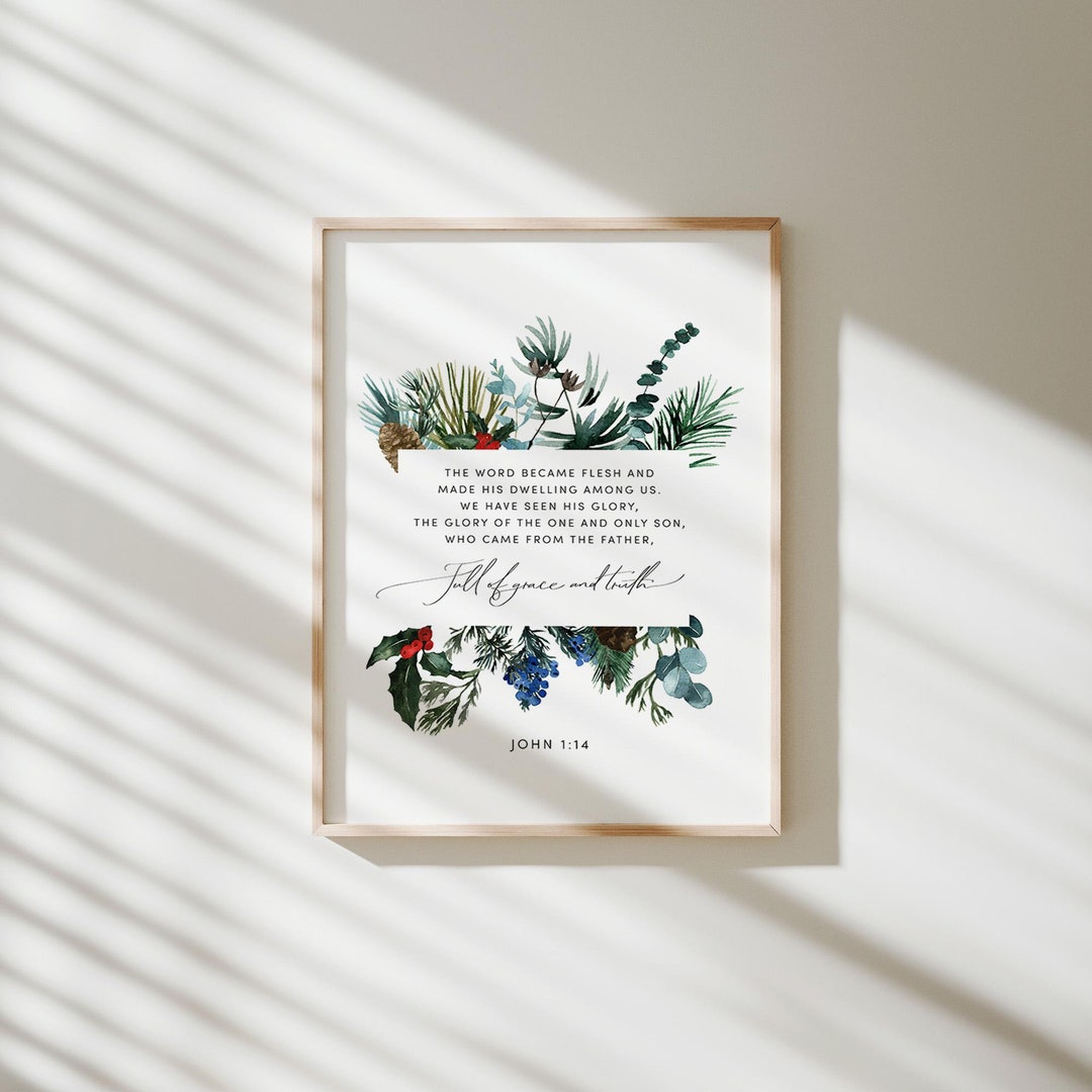 John 1:14 Print, Christmas Bible Verse Wall Art, Christmas Scripture ...