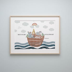 Noah's Ark Bible Verse Print: Christian Kids Room Decor (digital ...