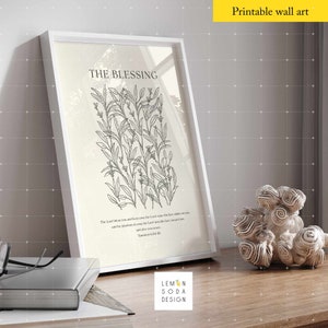 The Blessing Numbers 6:24-26 Printable Wall Art, Sage Green Bible Verse ...