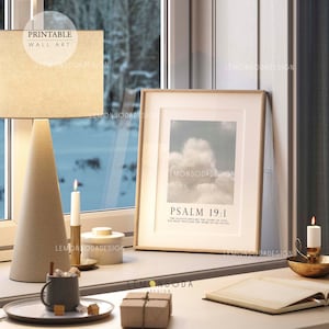 Psalm 19:1 Print, Printable Bible Wall Art, Sky Cloud Heaven Scripture ...