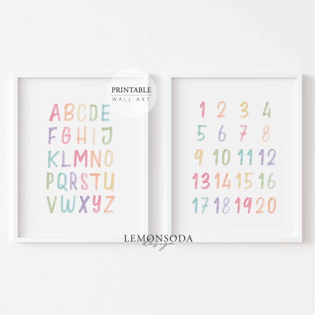 Pastel Alphabet Print Set of 2 Educational Poster Set - Etsy