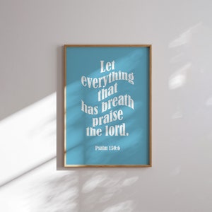 Modern Aesthetic Blue Christian Art Bible Verse Set of 6, Contemporary ...