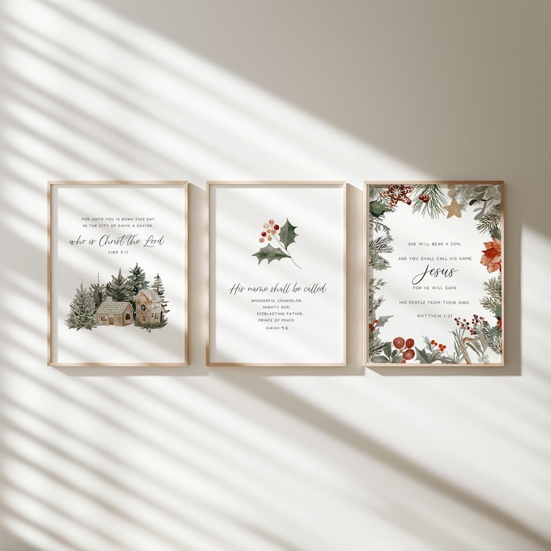 Christmas Bible Verse Print, PRINTABLE Wall Art, Religious Christmas Scripture, Christian Wall ...