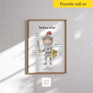 The Armor of God Print, Kids Bible Study Printable Wall Art, Church ...