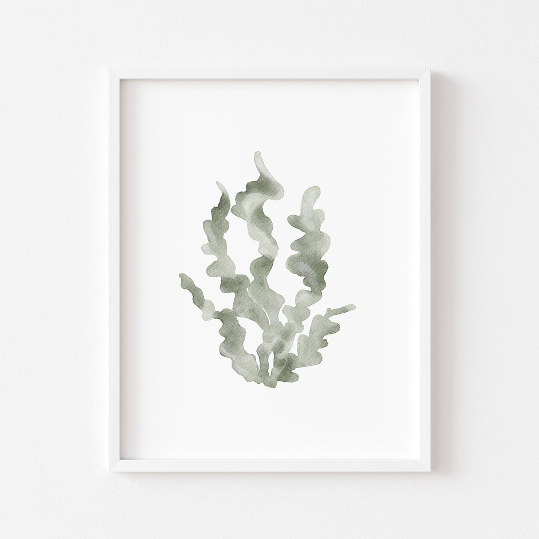 Green Sea Plant Print, Printable Seaweed Wall Art, Coastal Home Decor ...