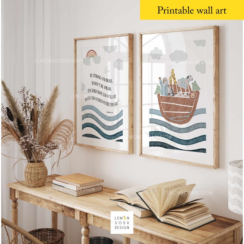Noah's Ark Kids Wall Art: Bible Story Prints (digital Download) - Etsy