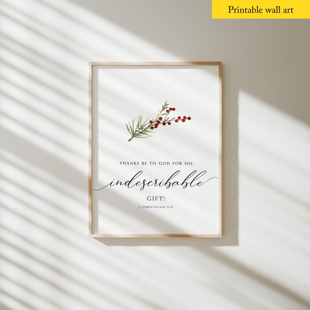 2 Corinthians 9:15 Print, Christmas Home Decor, Christmas Decoration ...