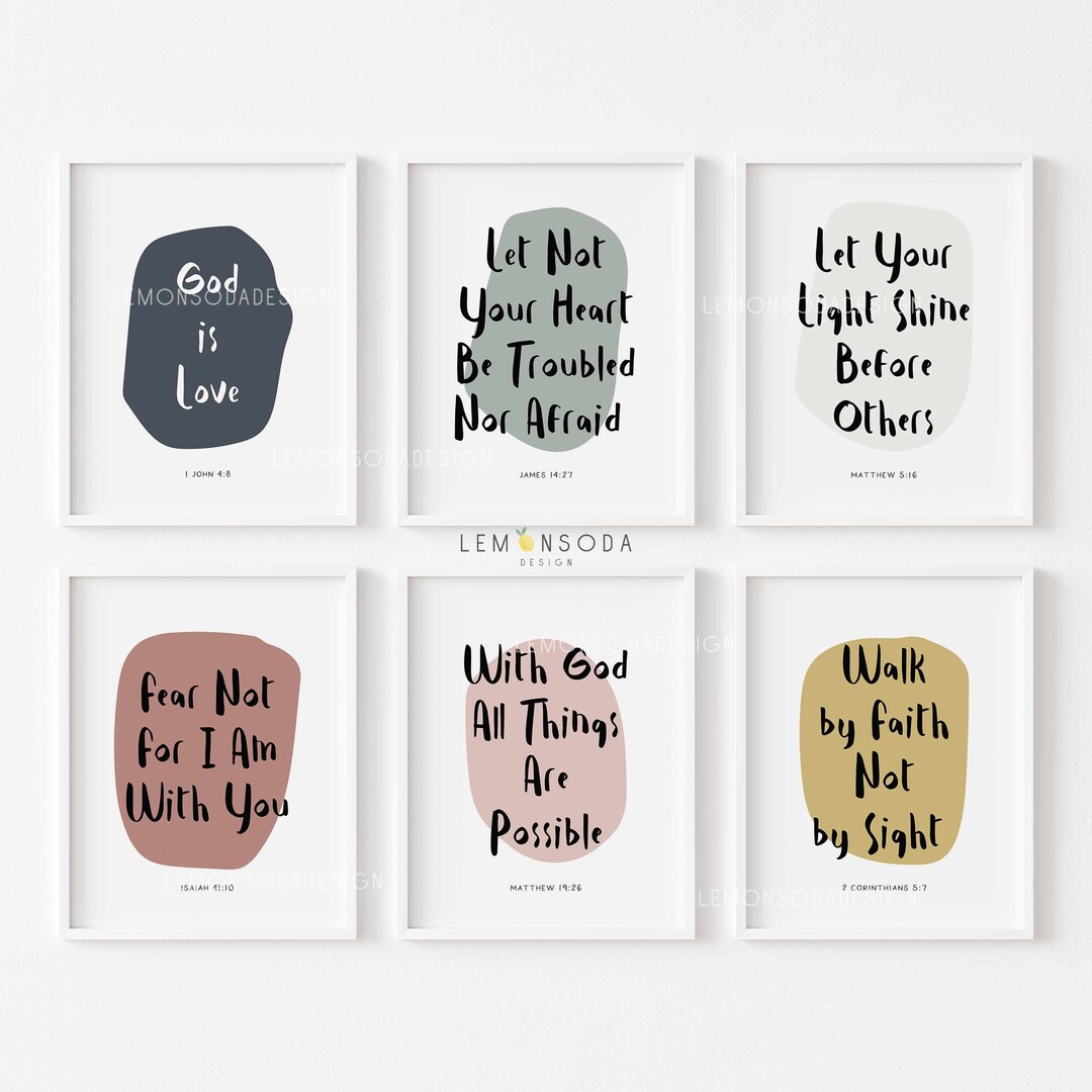 Modern Sunday School Print Set of 6, Boho Christian Kids Room Decor ...