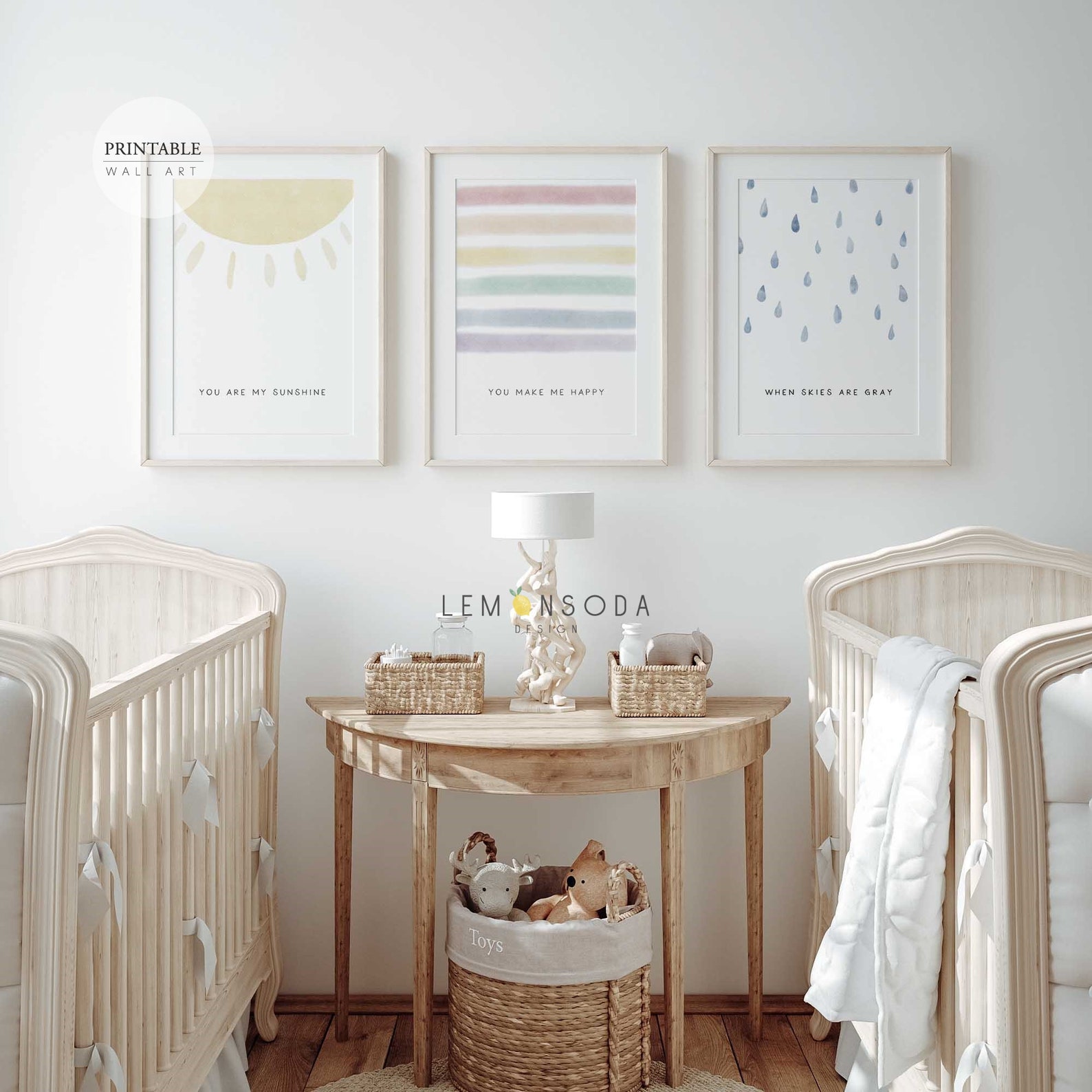 You Are My Sunshine Set of 3 Prints Pastel Kids Room Decor - Etsy
