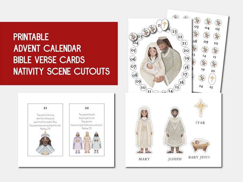 Advent Nativity Christmas Scripture Cards Calendar Christmas - Etsy