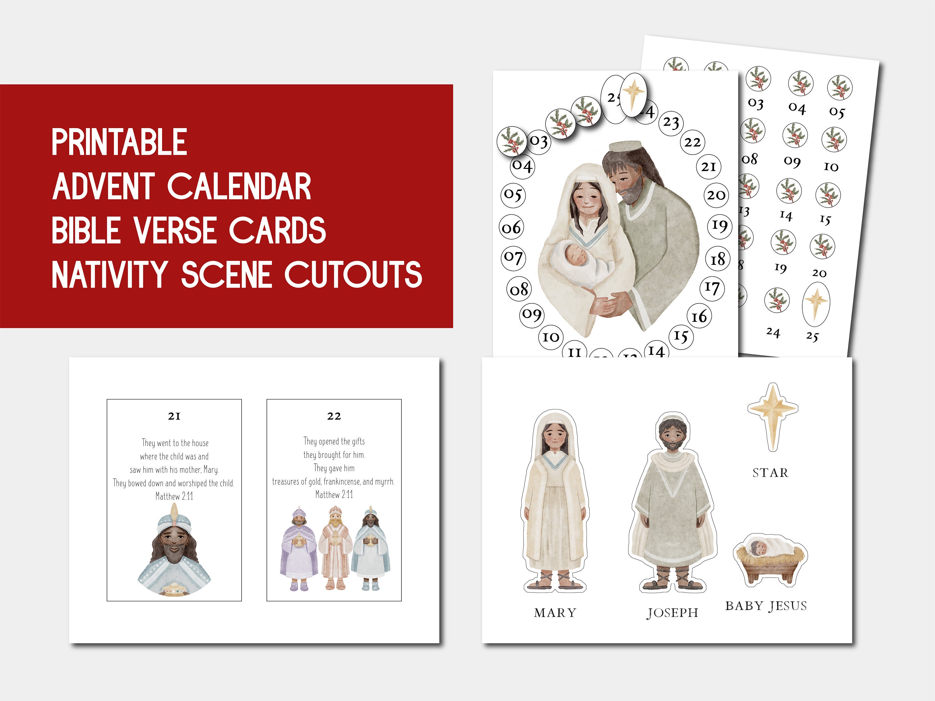 Advent Nativity Christmas Scripture Cards Calendar Christmas - Etsy
