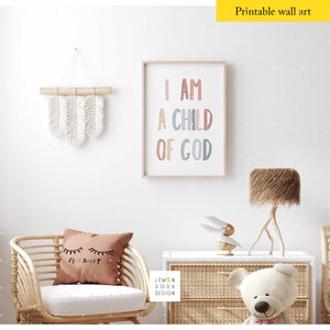 I Am a Child of God Print, Kids Room Bible Verse Wall Decor, Pastel ...