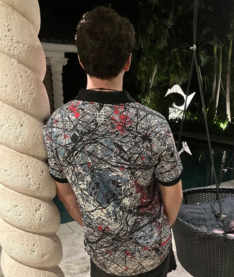 Jackson Pollock Inspired Color Paint Splatter Polo Shirt With Vibrant ...