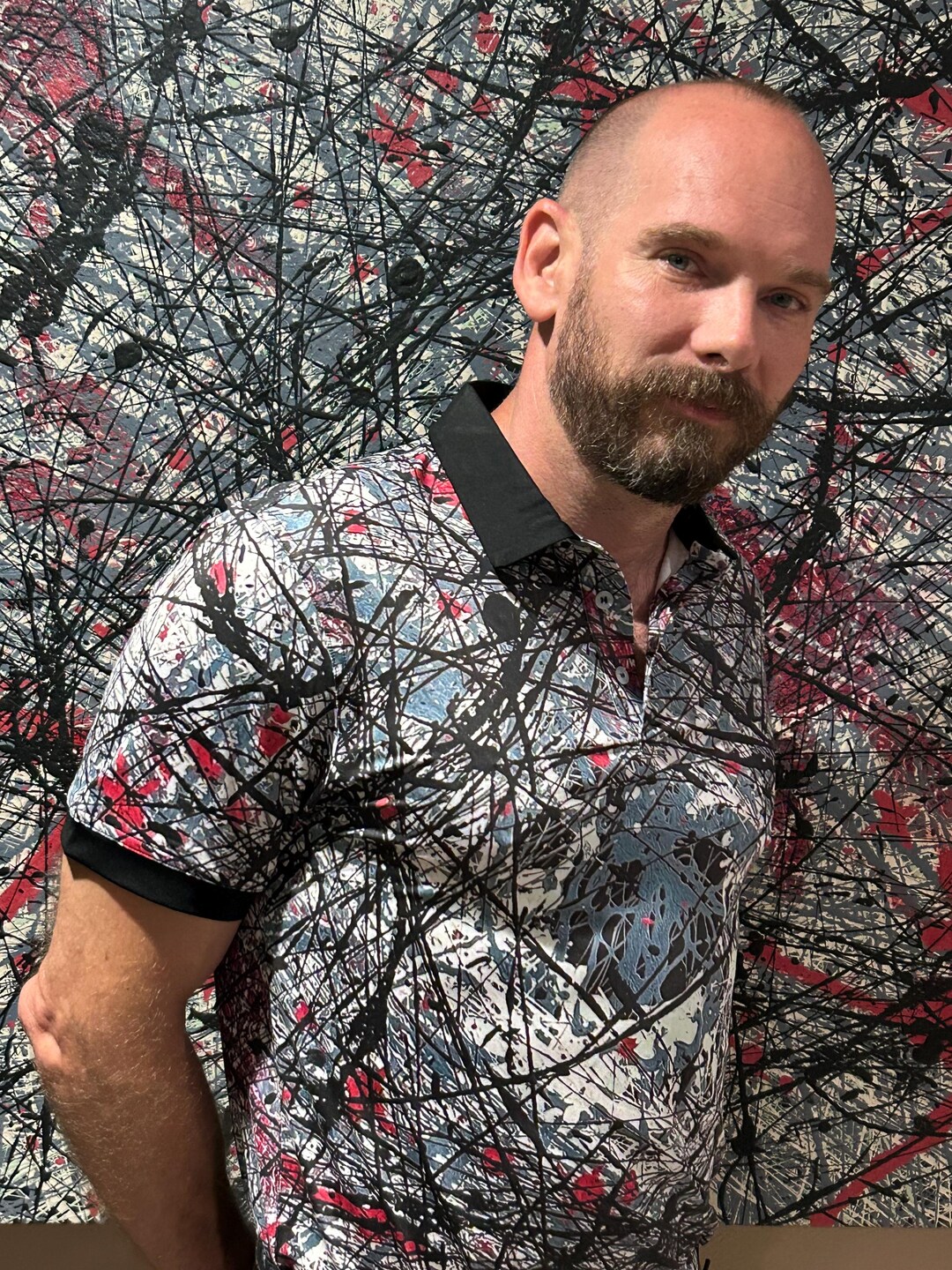 Jackson Pollock Inspired Graphic Print Shirt. Art Golf Performance Polo ...