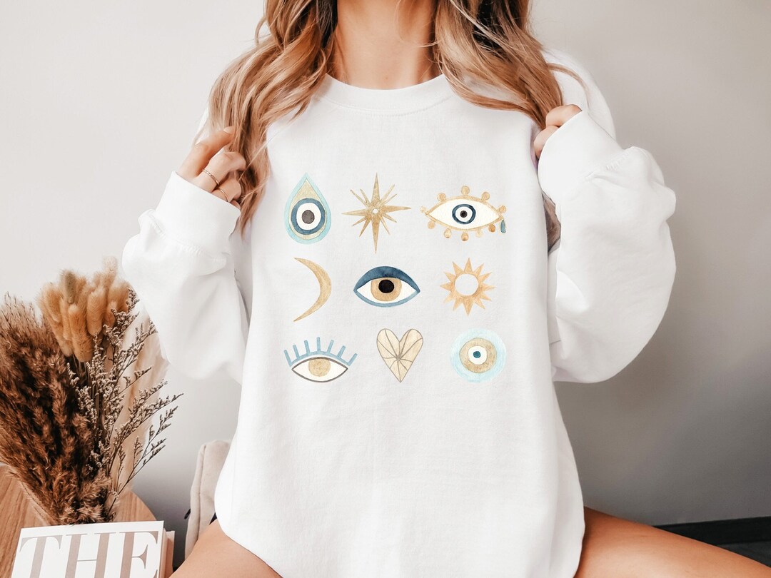 Evil Eye Sweatshirt, Unisex Sweatshirt, Message Eye Sweatshirt, Greek ...