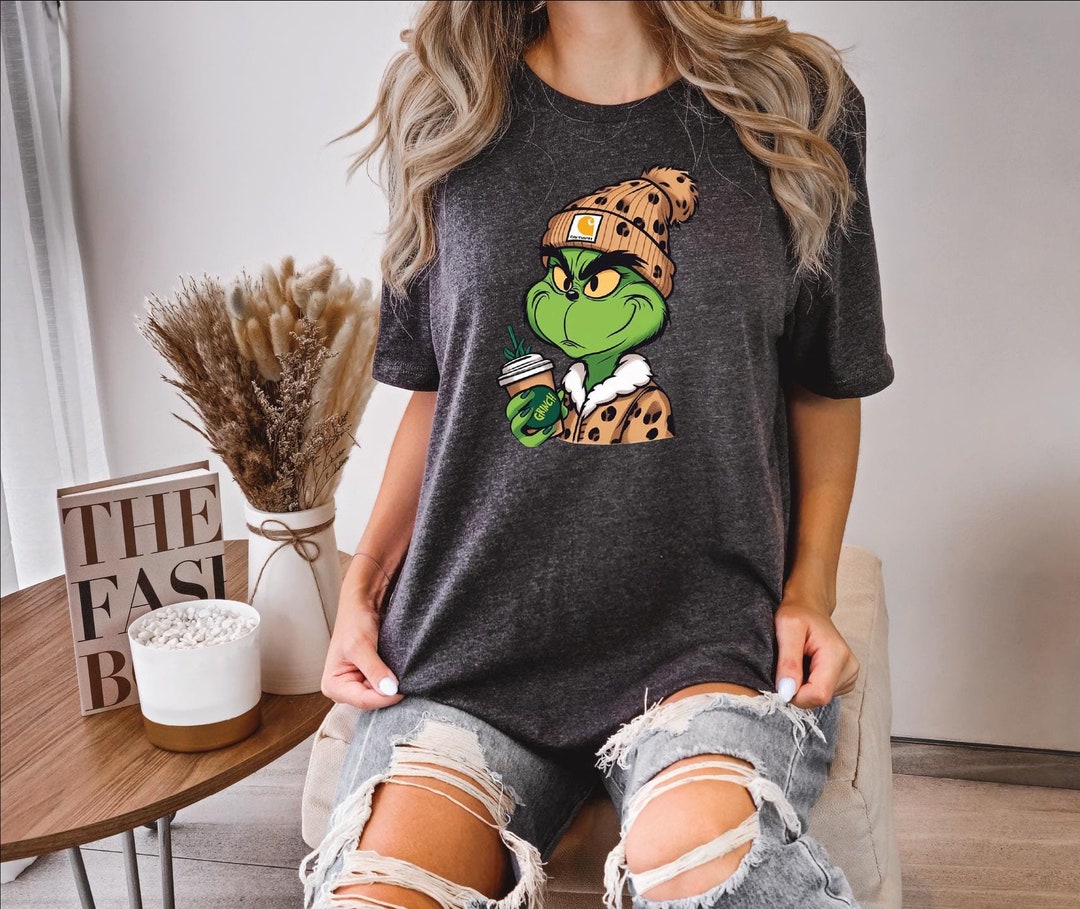 Grinch Boujee Christmas Shirt, Grinch Leopard Shirt, Grinchmas Coffee ...