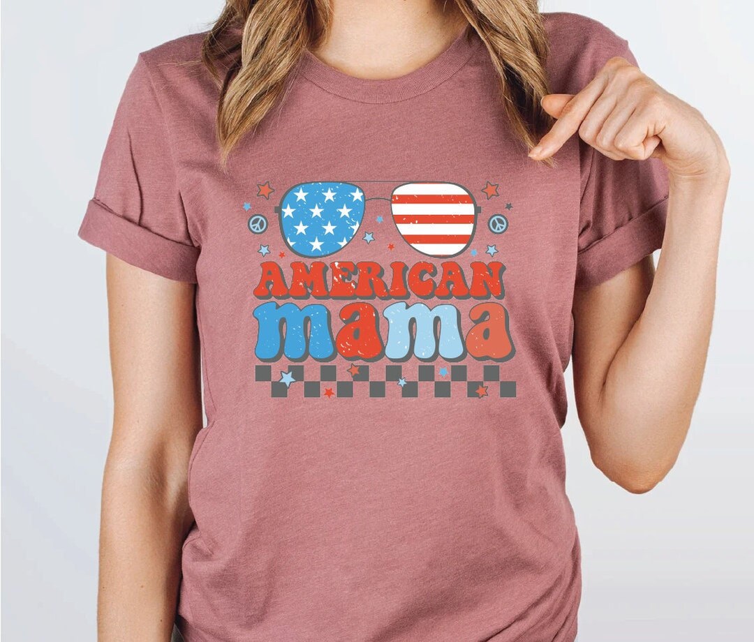 American Mama Shirt, Retro American Mama, 4th of July Shirt, Retro ...