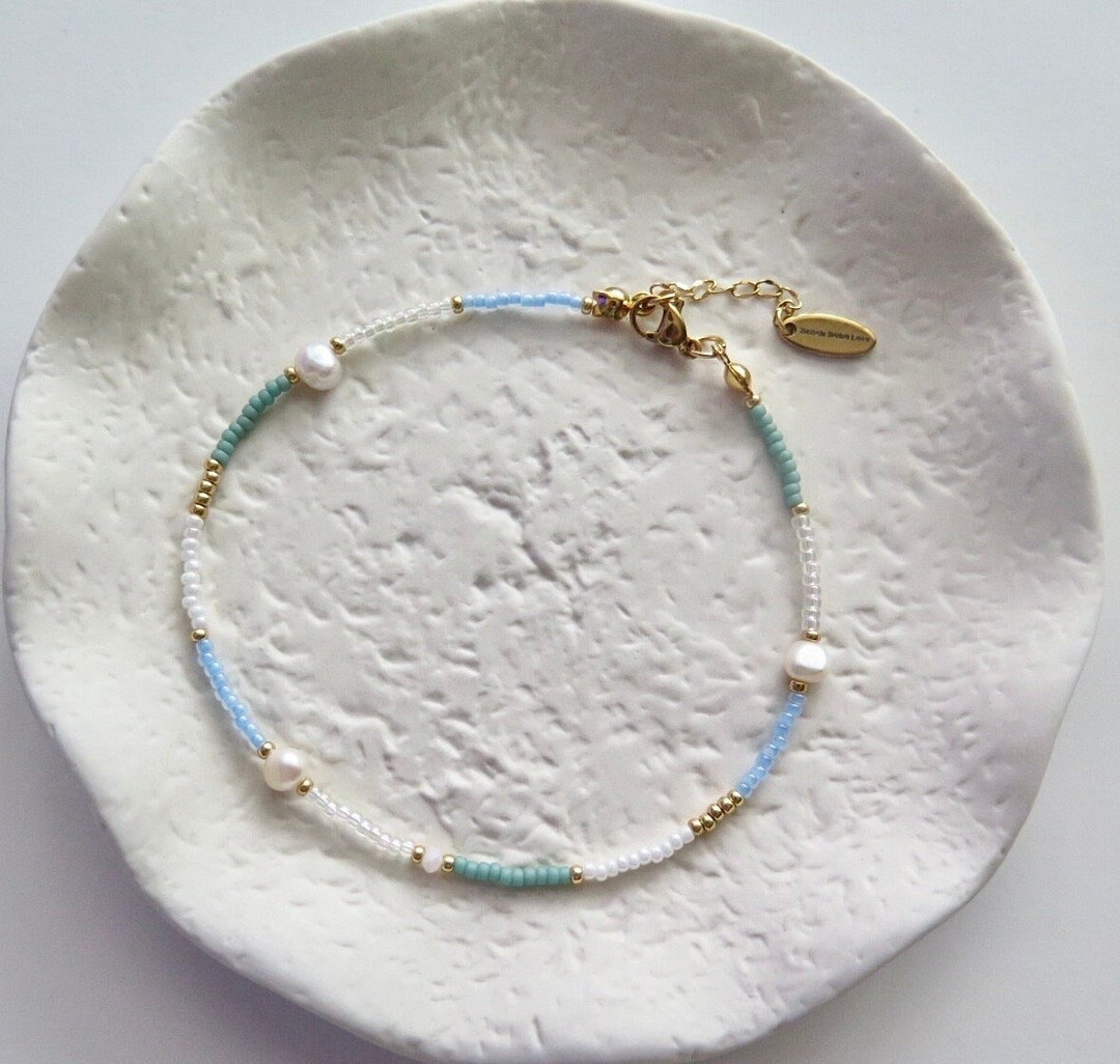 Ocean Anklet | Beach Anklet | Beaded Anklet | Ocean Lover | Handmade ...