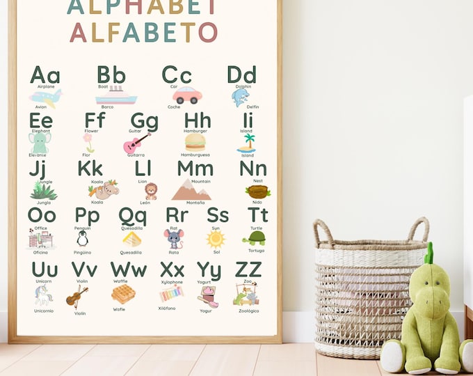 Bilingual Alphabet Poster: English & Spanish Abcs (digital Download) - Etsy