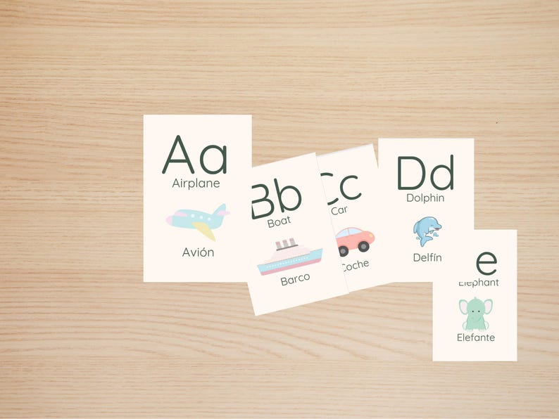 Ilingual Alphabet Flashcards A–Z | English & Spanish | Neutral ...