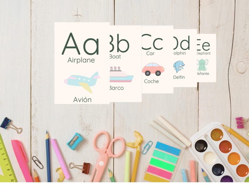 Ilingual Alphabet Flashcards A–Z | English & Spanish | Neutral ...