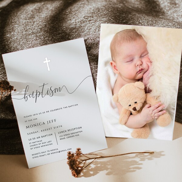 Baptism Photo Invitation - Etsy