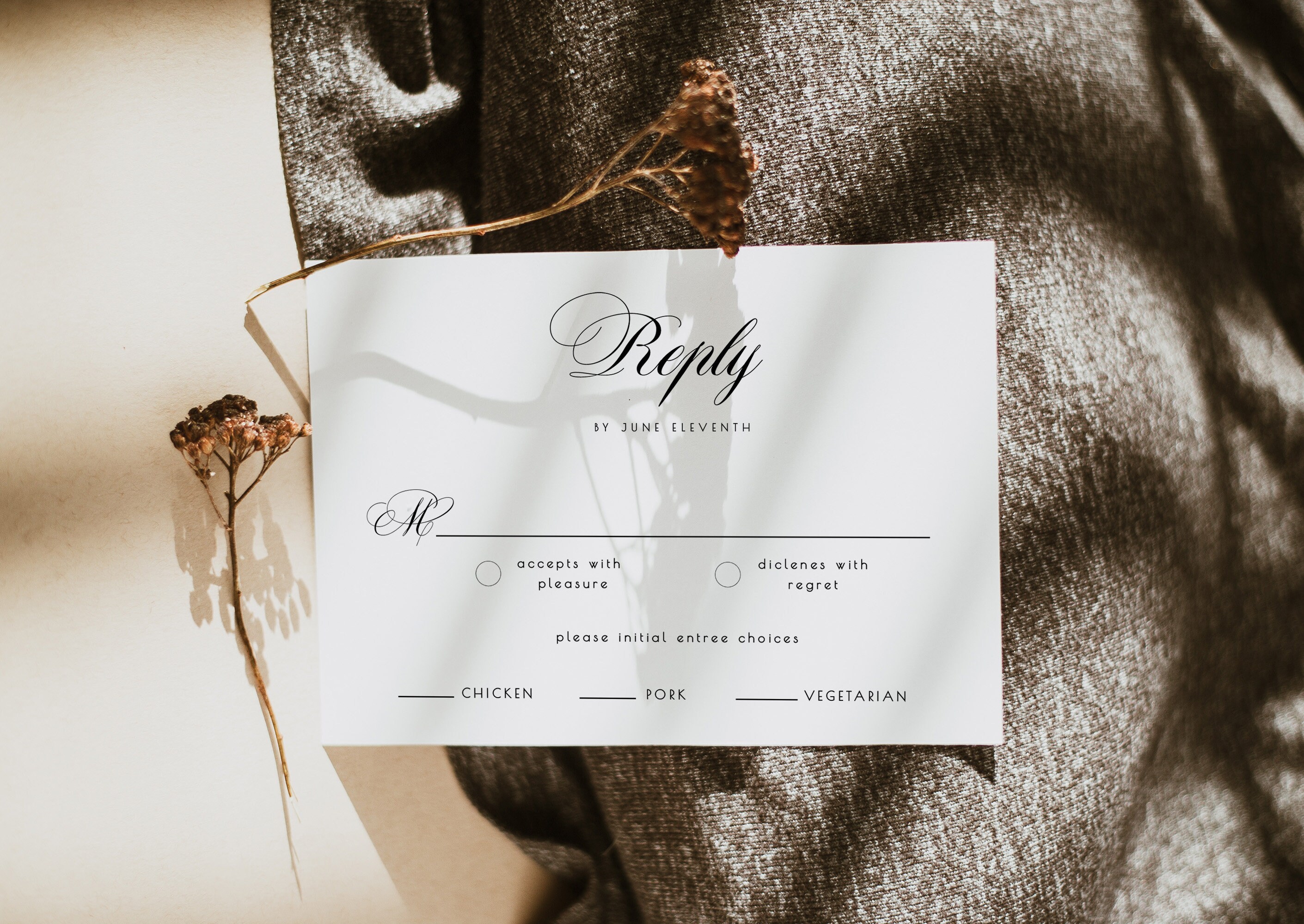 Self-editing Reply Card Template, Response Card, Instant Download, 100% ...