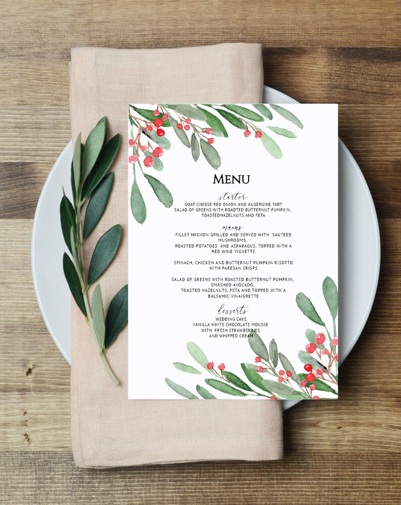 Christmas Menu Template Holiday Menu Christmas Menu Christmas Table ...