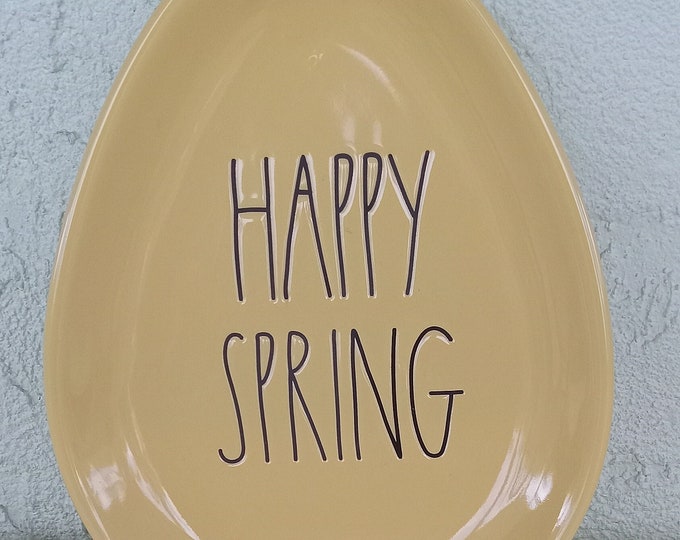 Vintage Rae Dunn Happy Spring-happy Spring Egg Plate-yellow Egg Shape ...