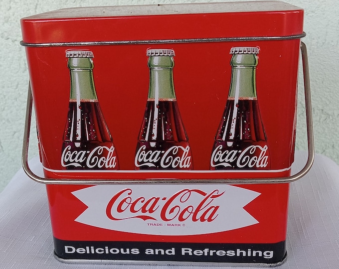 Vintage Coca Cola Tin-coca Cola Tin Lunchbox-collectible Coca Cola ...