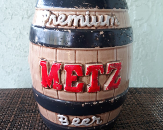 Vintage Metz Beer Bank-barrel Bank- Omaha Nebraska-metz Beer-stoneware ...