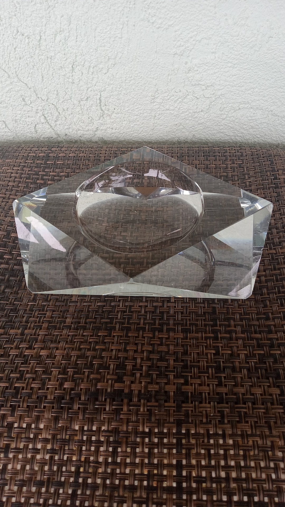 Vintage Crystal Ashtray-heavy Glass Ashtray-collectible Glass-diamond ...
