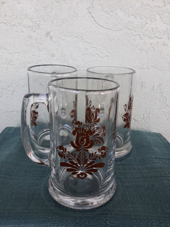 Vintage Beer Mugs-set of 3 Mugs-barware-drinkware-glass | Etsy