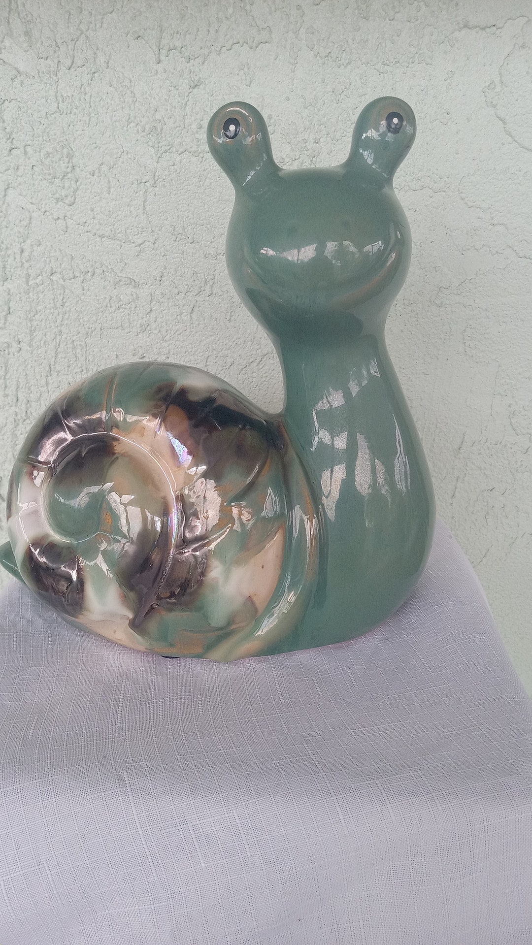 Vintage Snail Pottery-snail Garden Statue-patio Decor-snail Pottery ...