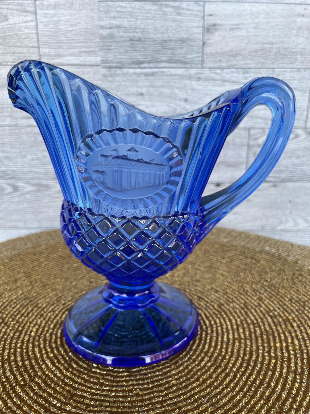 Vintage Avon Pitcher-cobalt Blue Pitcher-fostoria Glass Pitcher-1970s ...