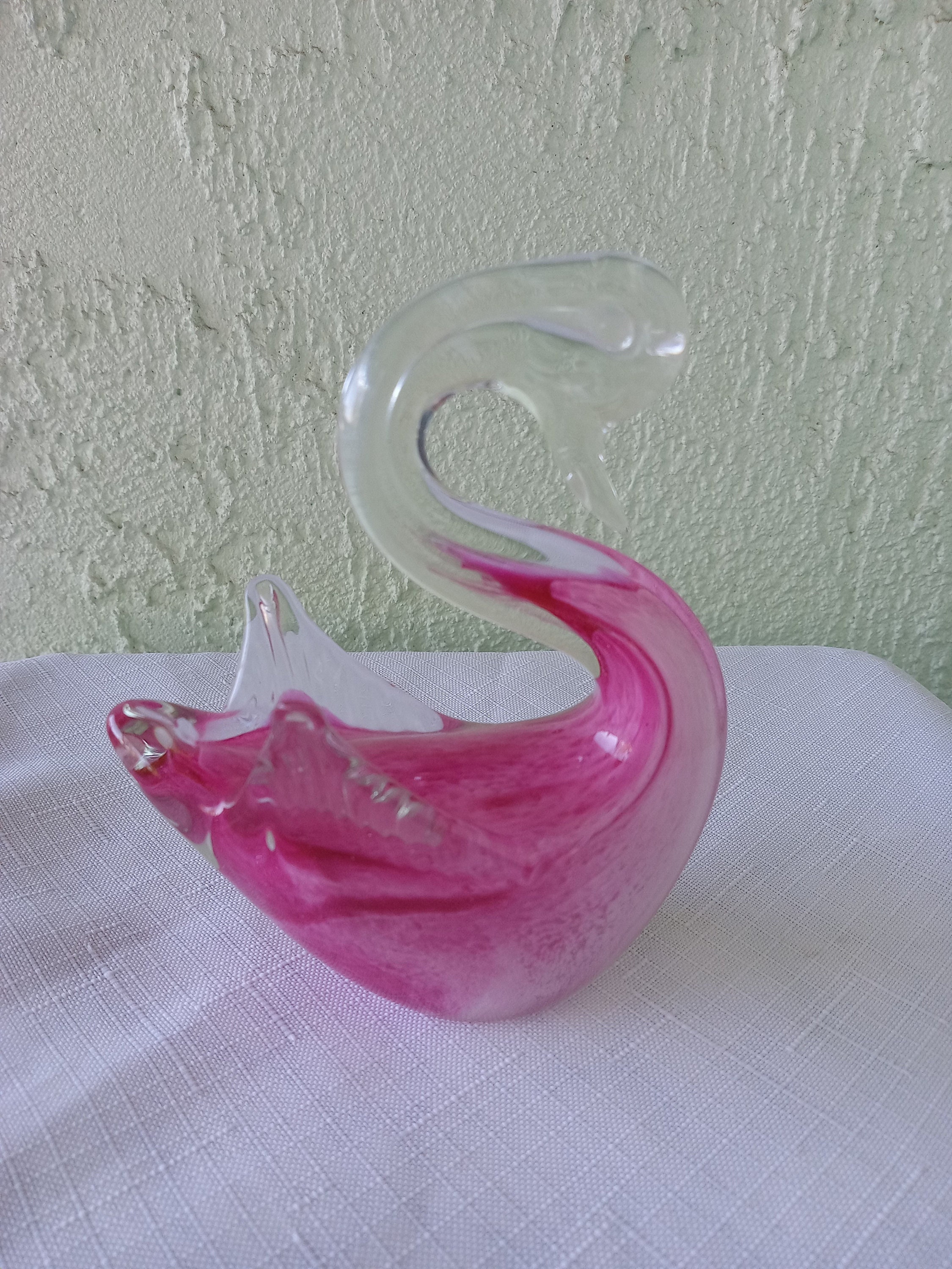 Vintage Swan Figurine-pink Glass Swan Figurine-blown Glass - Etsy