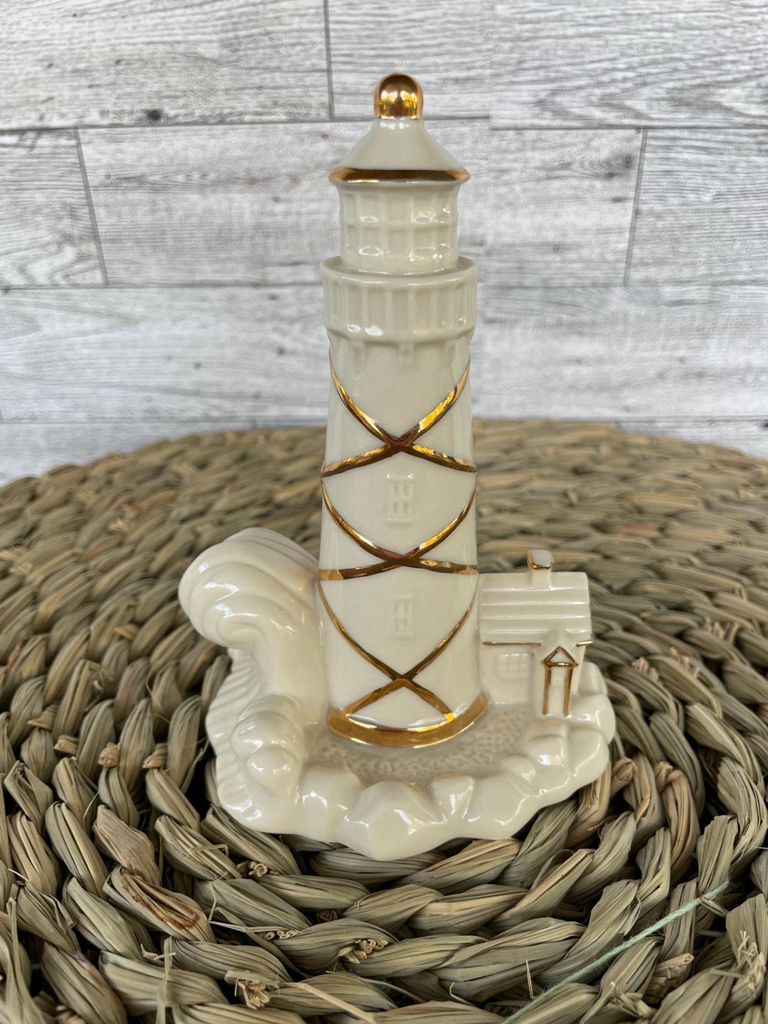 Vintage Lenox Lighthouse-lighthouse Figurine-gold Trim Lighthouse-gift Idea-handcrafted Lenox ...