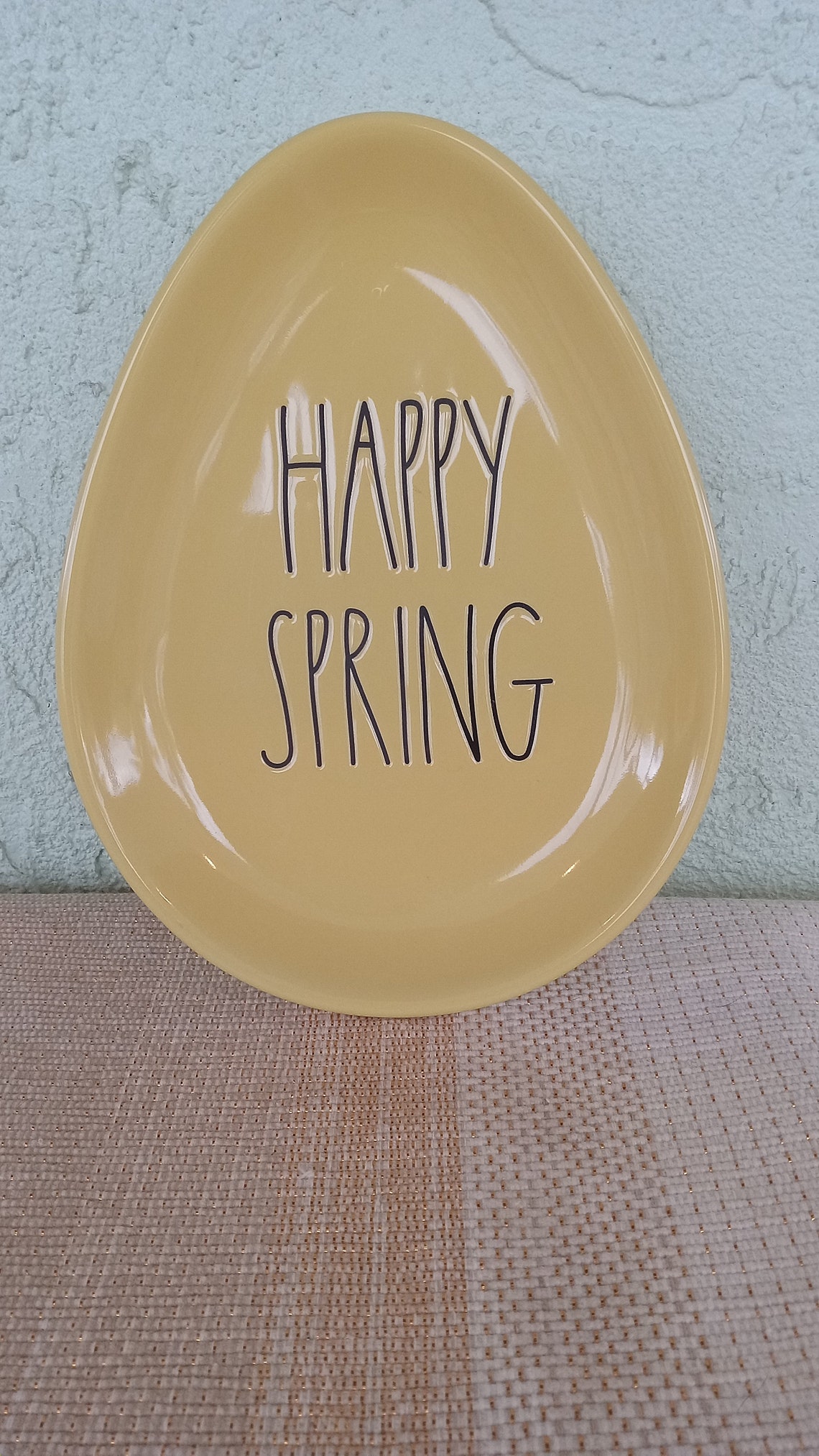 Vintage Rae Dunn Happy Spring-happy Spring Egg Plate-yellow Egg Shape ...