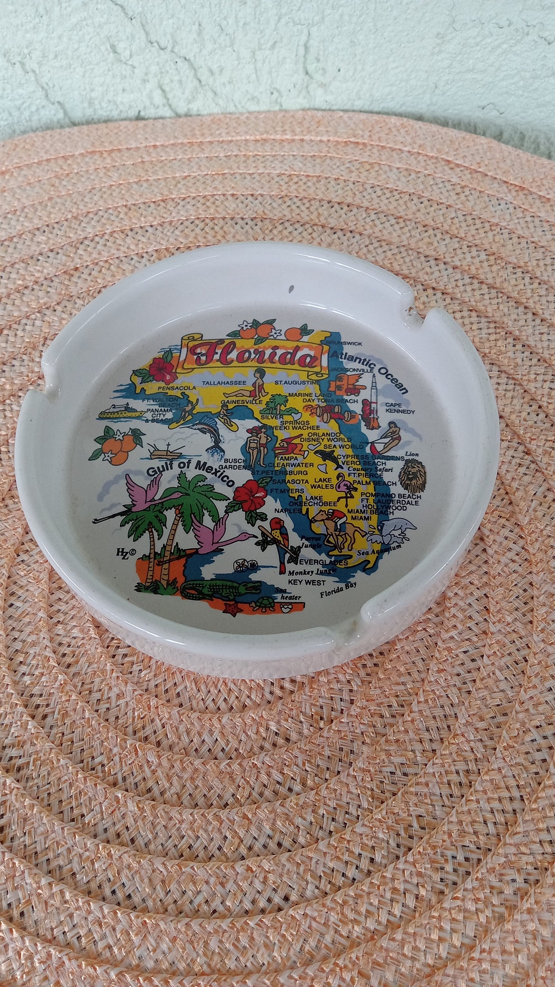 Vintage Florida Souvenir Ashtray-1980s Florida Ashtray-ceramic Ashtray-florida Ashtray ...