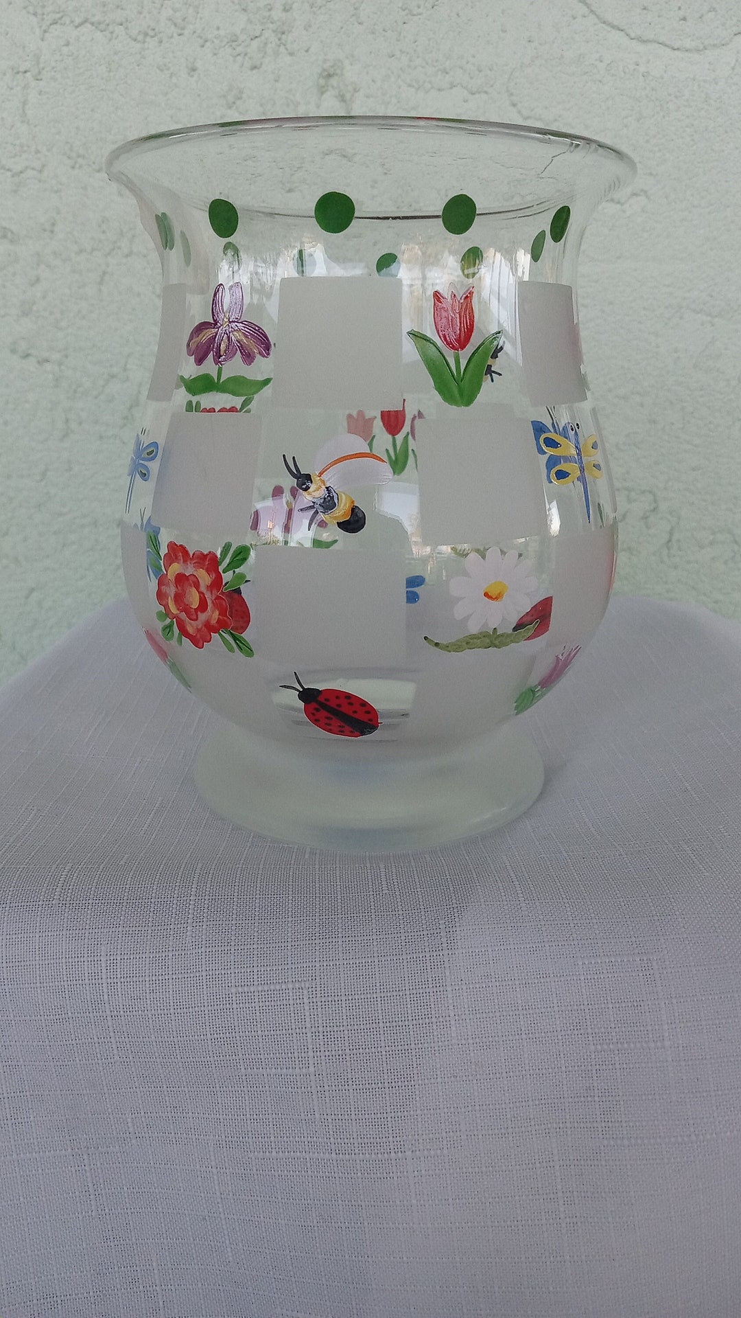 Vintage Lenox Natures Splendor Vase-lenox Glass Vase-hand Painted Vase ...