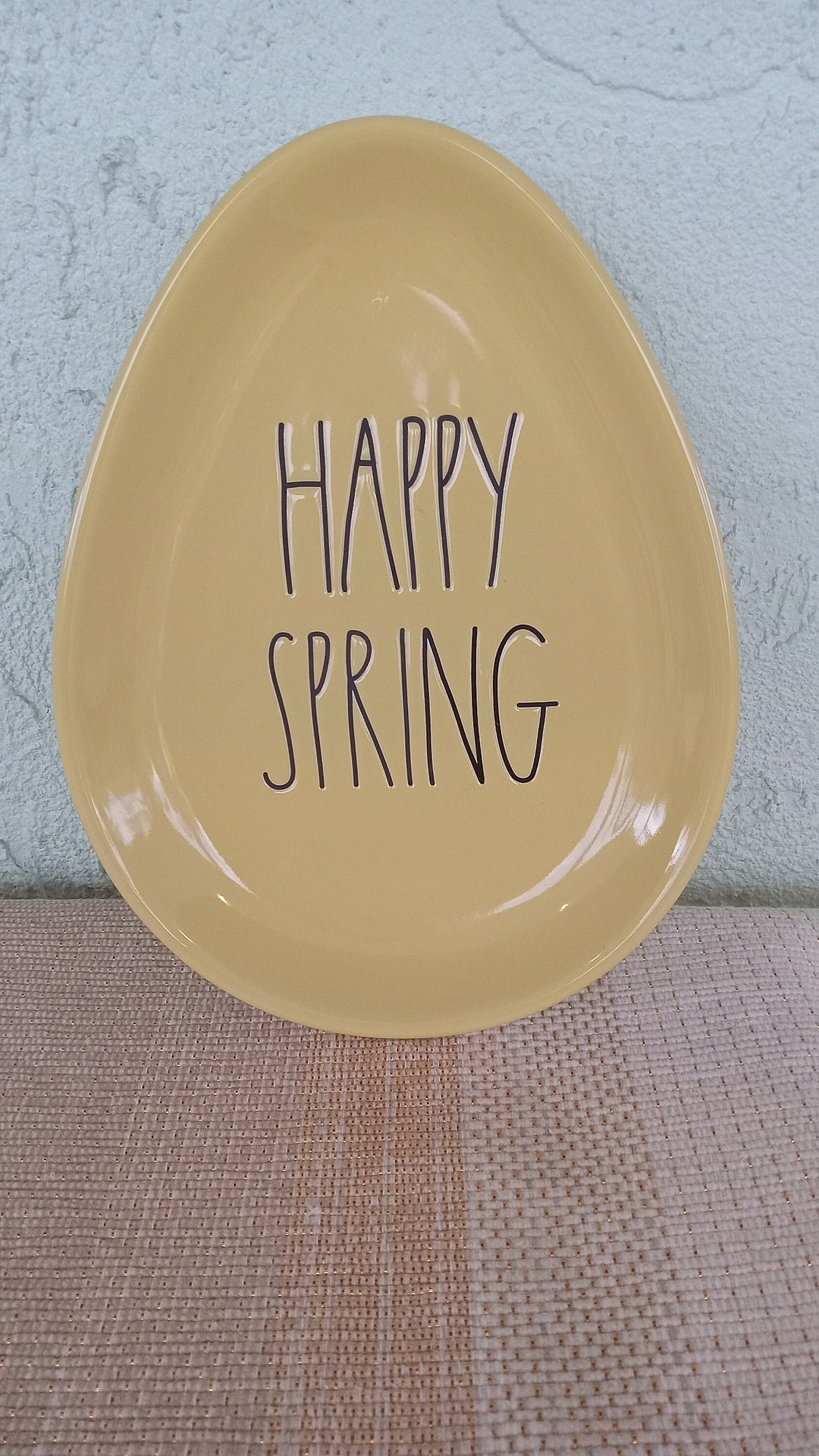 Vintage Rae Dunn Happy Spring-happy Spring Egg Plate-yellow Egg Shape ...