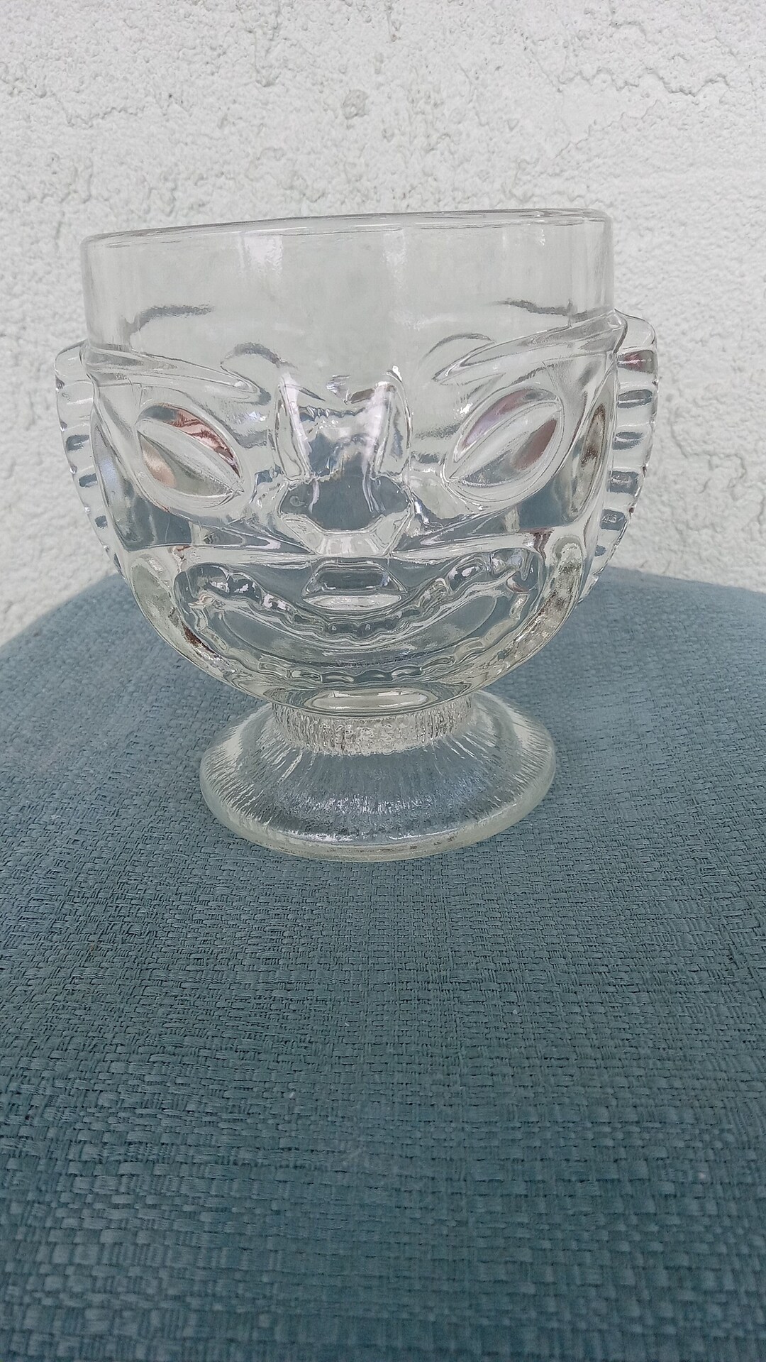 Vintage Tiki Bowl-tiki Footed Glass Bowl-drinkware-barware-hawaiian ...