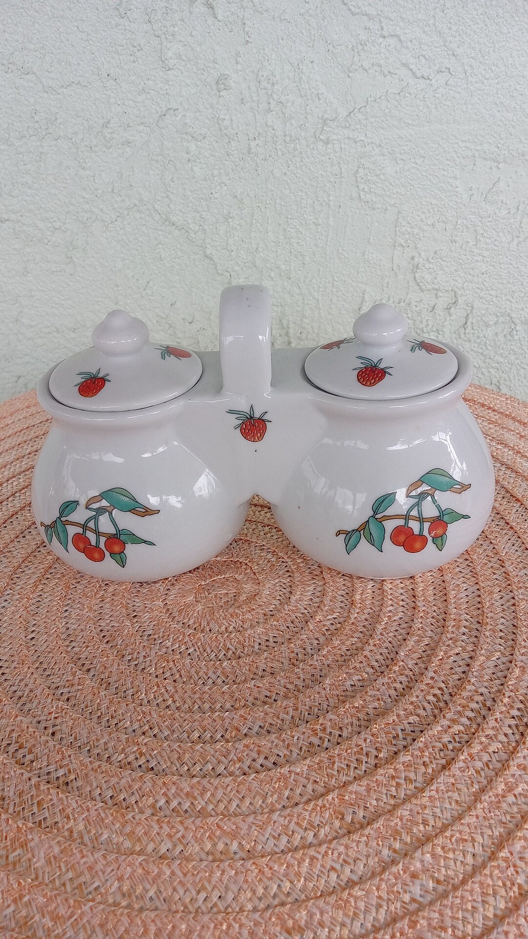 Vintage Double Jam Server-strawberry Design-breakfast Server-ceramic ...