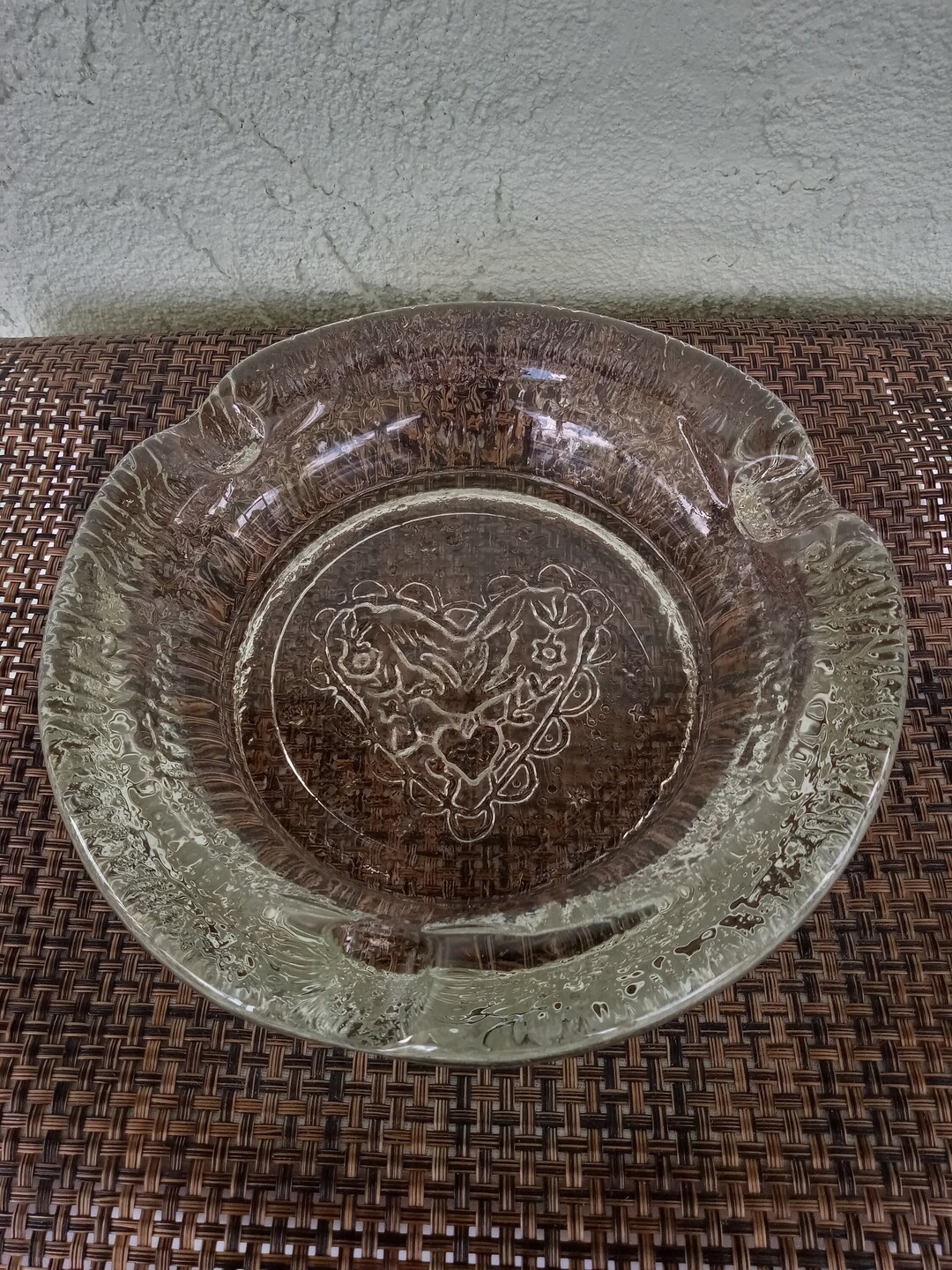 Vintage Ashtray-heavy Glass Ashtray-heart Ashtray-thick Glass Ashtray ...