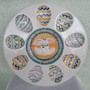 Vintage Deviled Egg Plate-easter Egg Plate-ceramic Deviled Egg Plate ...