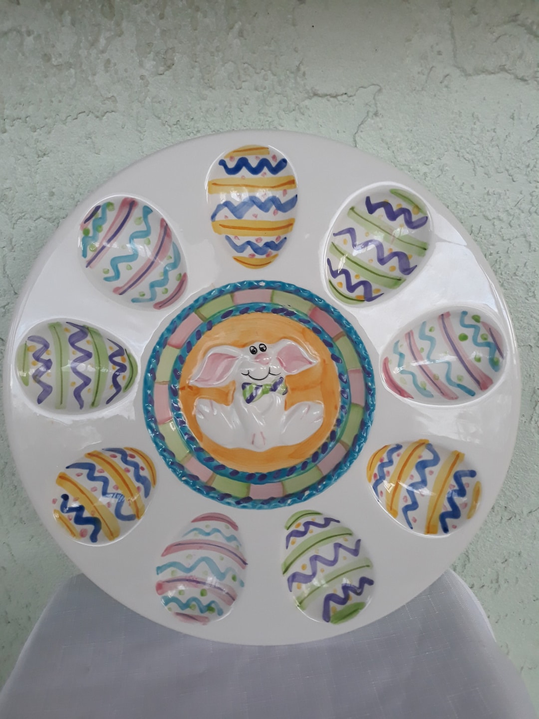 Vintage Deviled Egg Plate-easter Egg Plate-ceramic Deviled Egg Plate ...