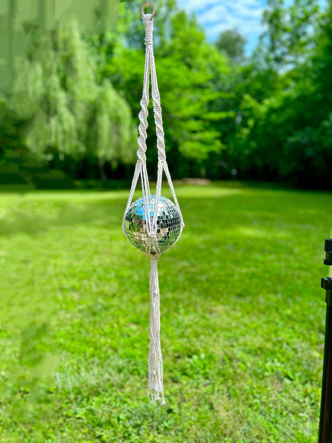 Disco Ball Hanging Macrame Disco Ball Hanger Dorm Decor Eclectic Art ...